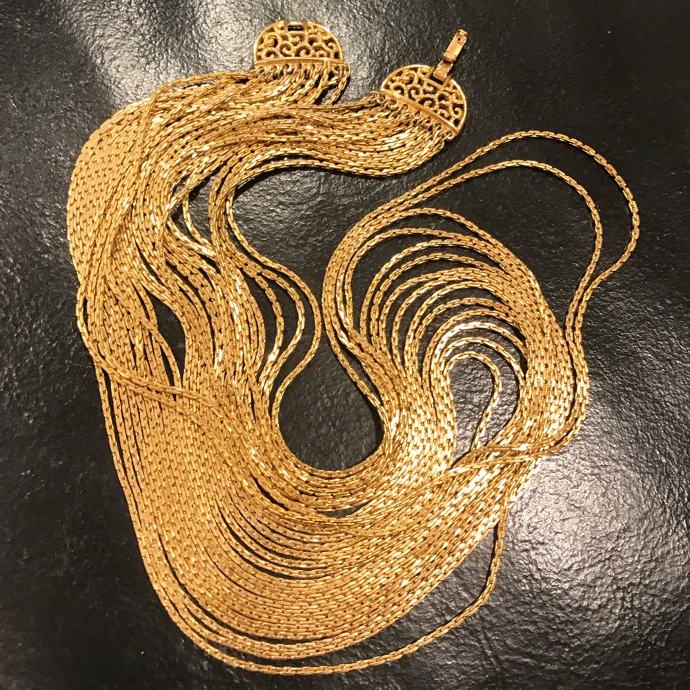 Monet Multichain Gold Tone Strand Necklace - Gem